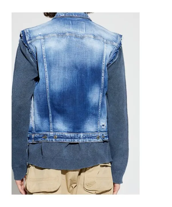 Dsquared2 Sleeveless Distressed Denim Jacket