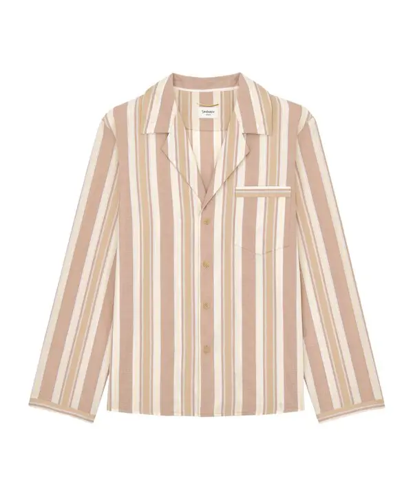 Saint Laurent Striped Button-up Pajama Top - Pralines