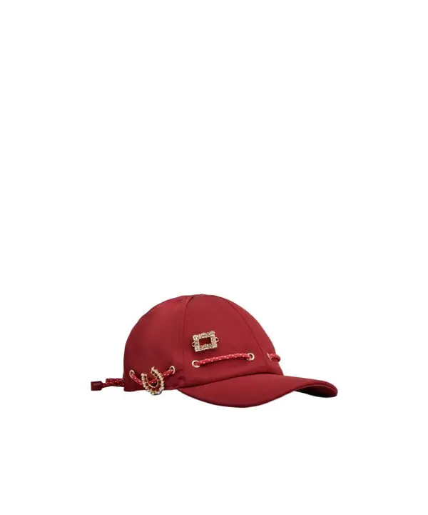 ROGER VIVIER Tres Vivier Baseball Cap In Grosgrain - Red