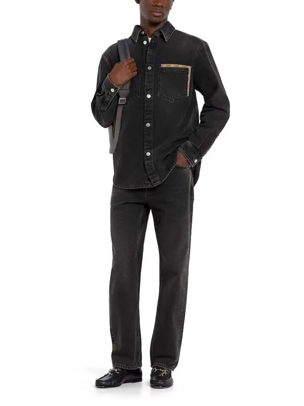 Gucci Washed Denim Jeans With Monogram Detail