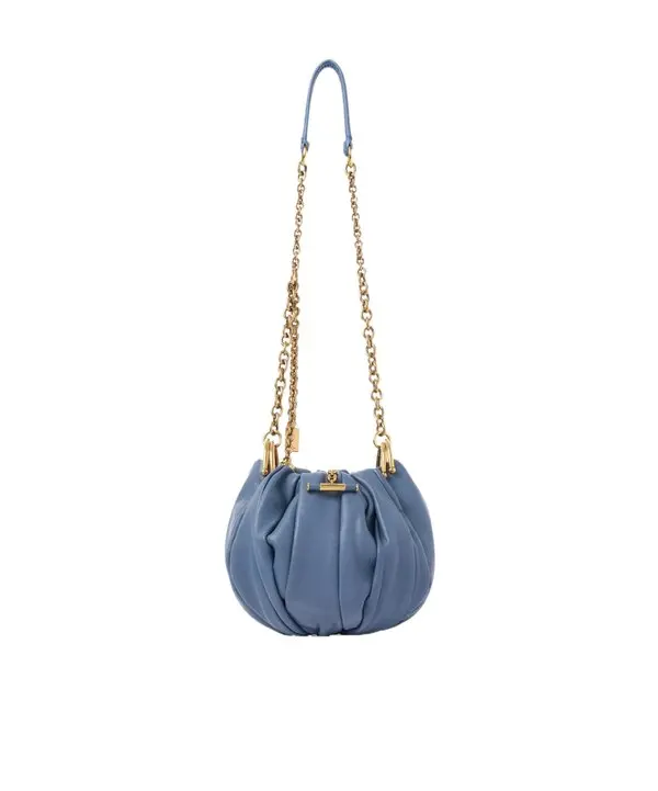 Chloé Plissé Leather Shoulder Bag - Gray-blue
