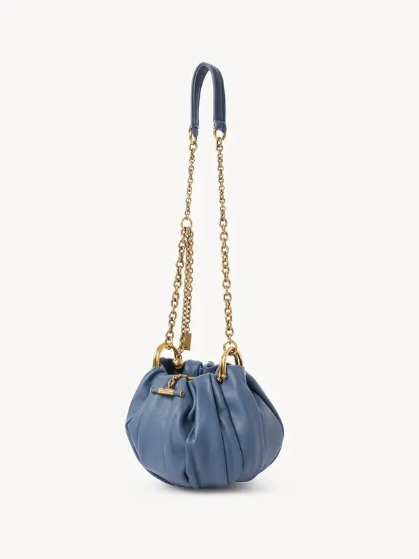 Chloé Plissé Leather Shoulder Bag - Gray-blue