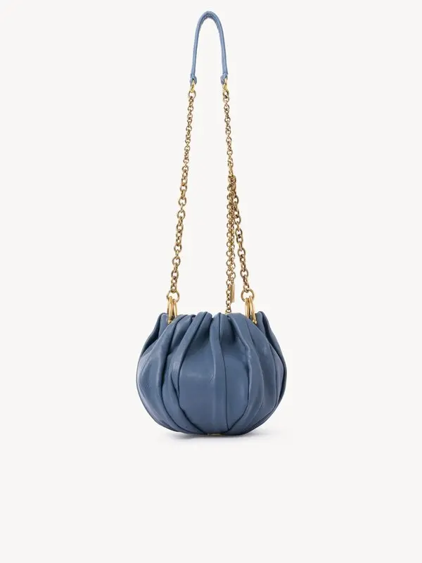 Chloé Plissé Leather Shoulder Bag - Gray-blue