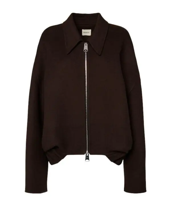 Khaite Odin Wool Knit Zip Up Jacket - Black