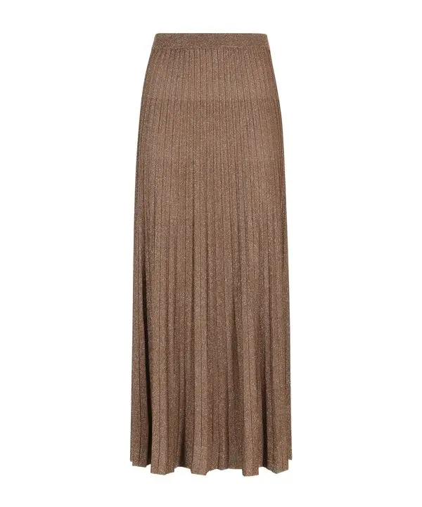 ROBERTO COLLINA Pleated Skirt With Sequined Details - Brown