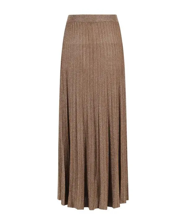 ROBERTO COLLINA Pleated Skirt With Sequined Details - Brown
