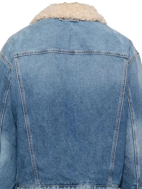 Acne Studios Long Sleeve Denim Jacket With Wool Collar