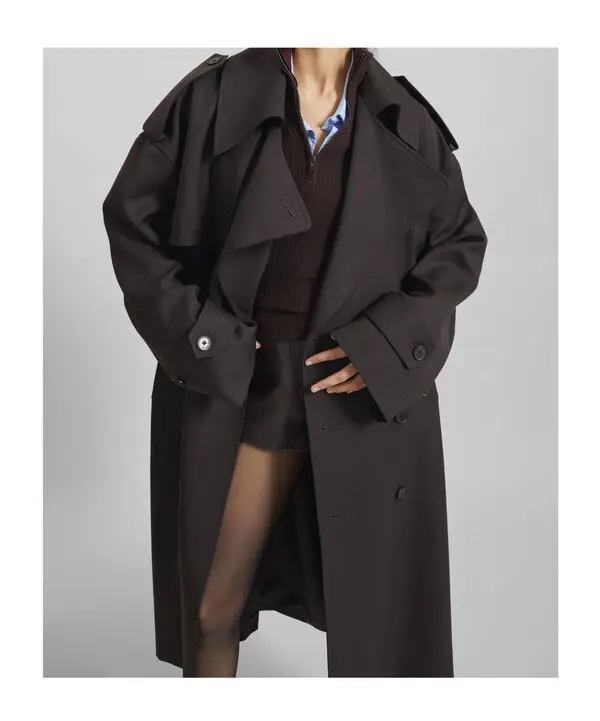 THE FRANKIE SHOP Dursley Tailored Trench Coat - Brown