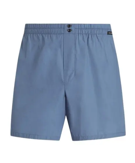 Dolce & Gabbana Logo Patch Poplin Boxer Shorts - Blue