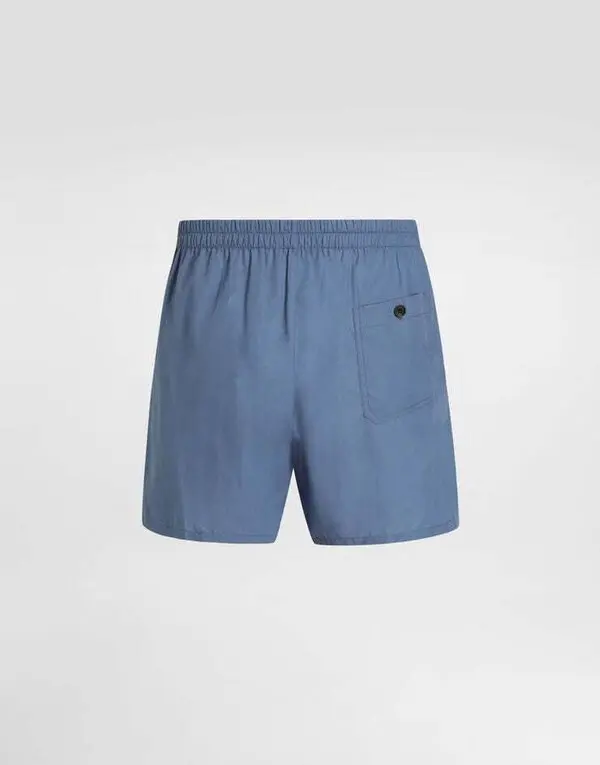 Dolce & Gabbana Logo Patch Poplin Boxer Shorts - Blue