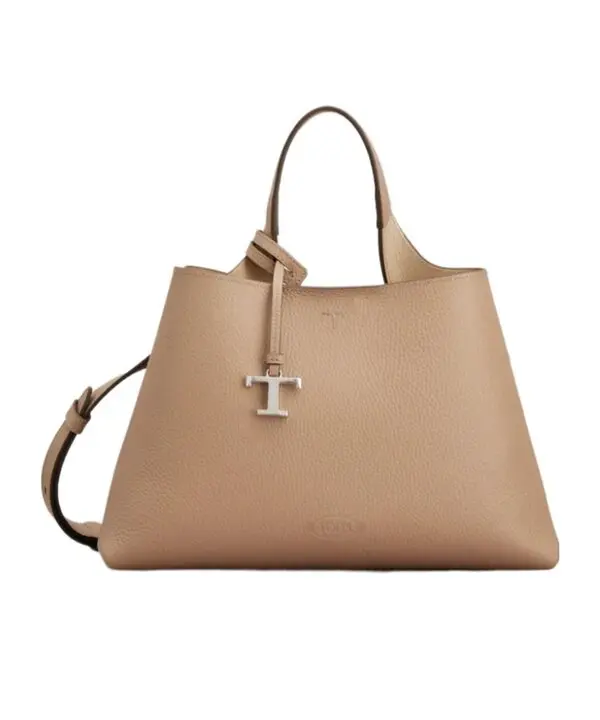 TOD'S Small Tote Bag With Logo Detail - Nude