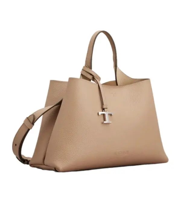 TOD'S Small Tote Bag With Logo Detail - Nude