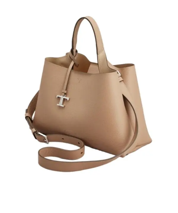 TOD'S Small Tote Bag With Logo Detail - Nude
