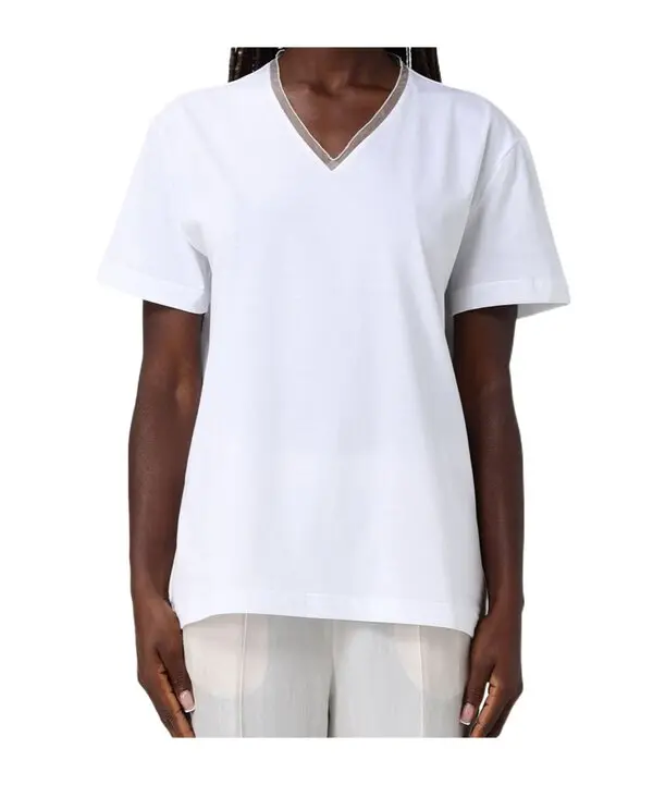 Fabiana Filippi V-neck T-shirt With Embellished Collar
