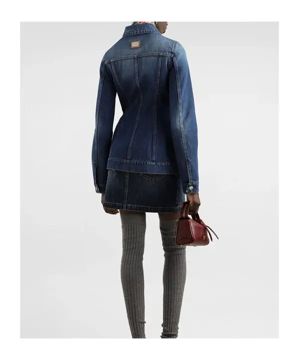 Dolce & Gabbana Fitted Waist Denim Jacket - Blue