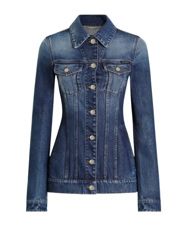 Dolce & Gabbana Fitted Waist Denim Jacket - Blue