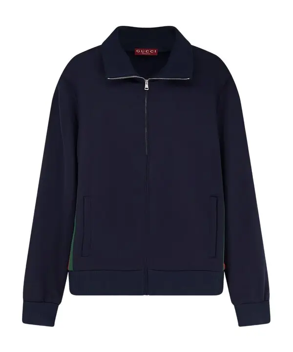 Gucci Zip-up Technical Jersey Jacket - Dark Blue
