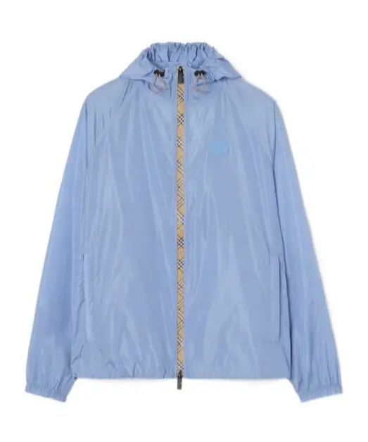 Burberry Checker-tape Hooded Jacket - Cornflower Blue