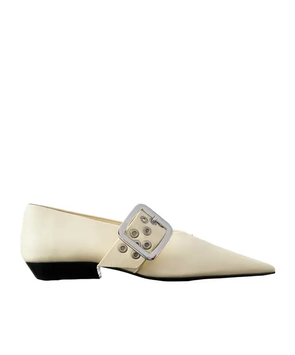JIL SANDER Eyelet-embellished Mary Jane Ballet Flats - Cream