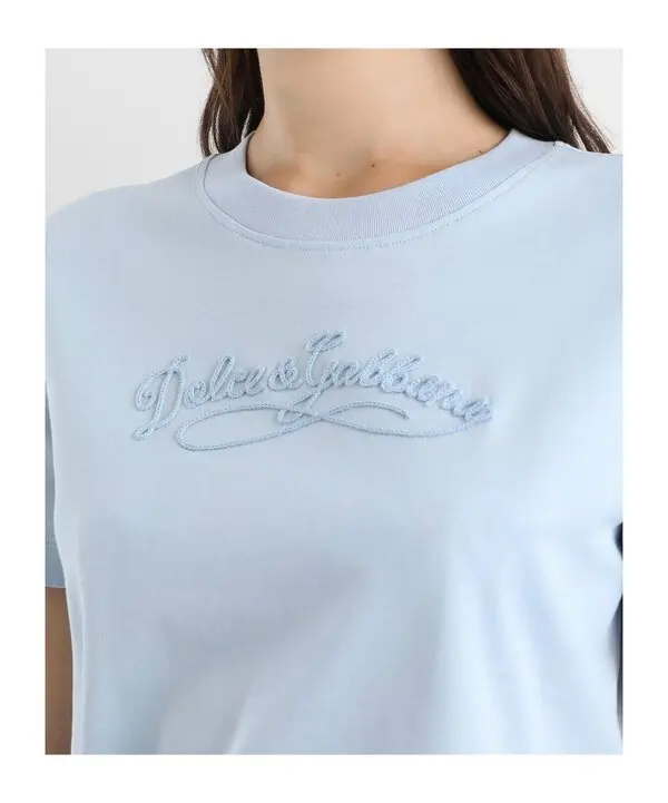 Dolce & Gabbana Logo Embroidered T-shirt - Blue