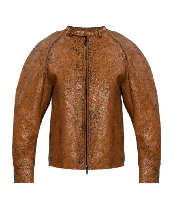 DIESEL® L-nuri Zip-fastening Leather Jacket - Brown