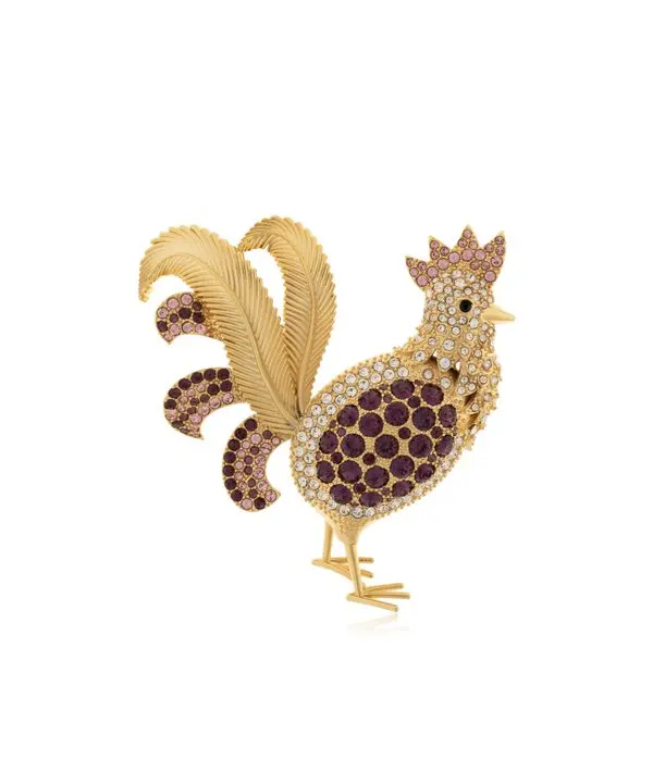 Dolce & Gabbana Embellished Rooster Brooch - Yellow