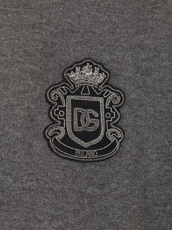 Dolce & Gabbana Heraldic Patch Drawstring Hoodie - Grey
