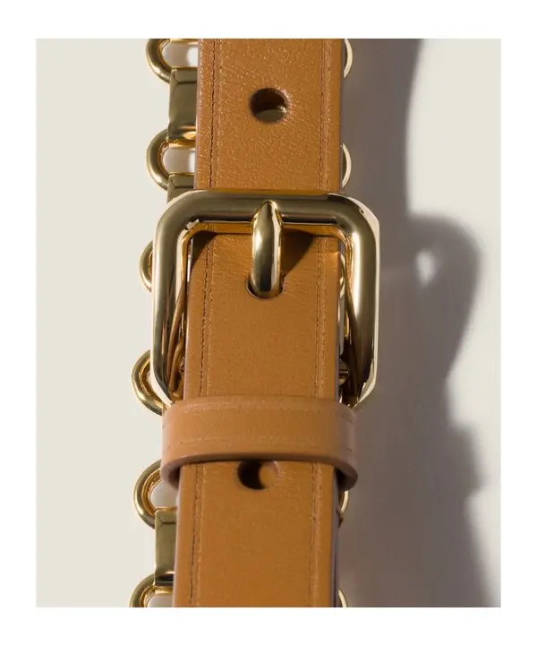 Miu Miu Leather And Metal Belt - Caramel
