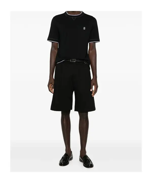 Brunello Cucinelli Logo Embroidered Layered T-shirt - Black
