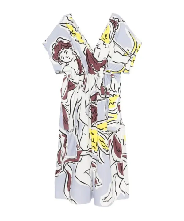 Tory Burch Graphic V-neck Midi Dress - Multicolor