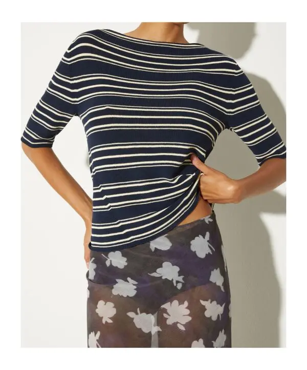 MAXCO. Max&co. Striped Crepe Knit T-shirt