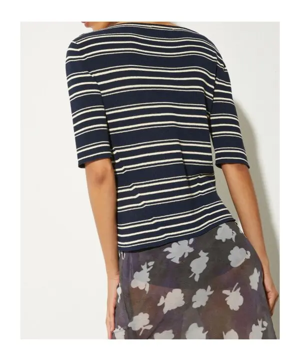 MAXCO. Max&co. Striped Crepe Knit T-shirt
