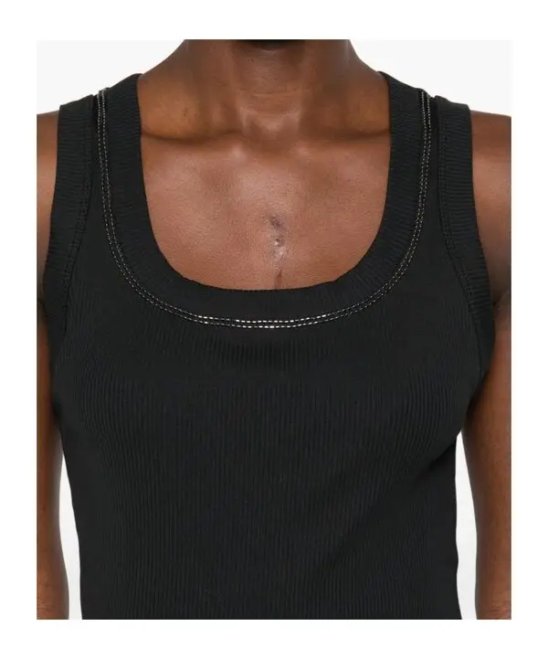 Brunello Cucinelli Embellished Ribbed Tank Top - Black