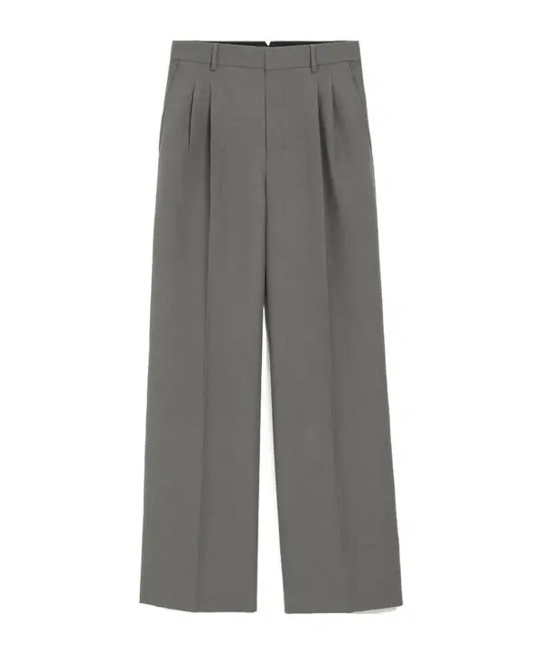 Ami Pleated Wide-leg Trousers - Carbon Gray