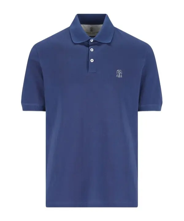 Brunello Cucinelli Collared Short-sleeve Polo Shirt - Blue