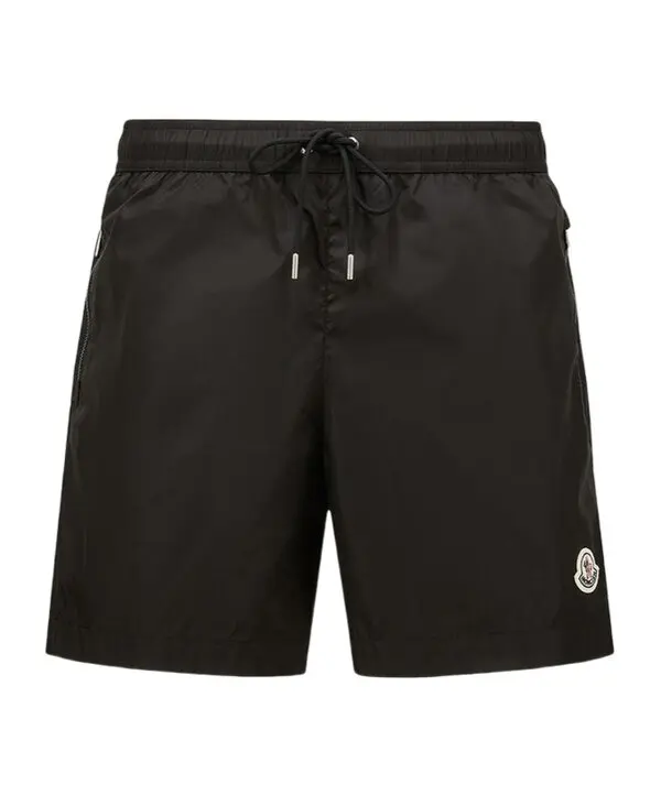 Moncler Logo Patch Drawstring Swim Shorts - Black