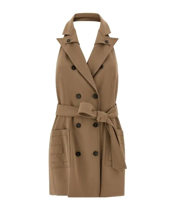 Elisabetta Franchi Double-breasted Halterneck Mini Dress - Beige
