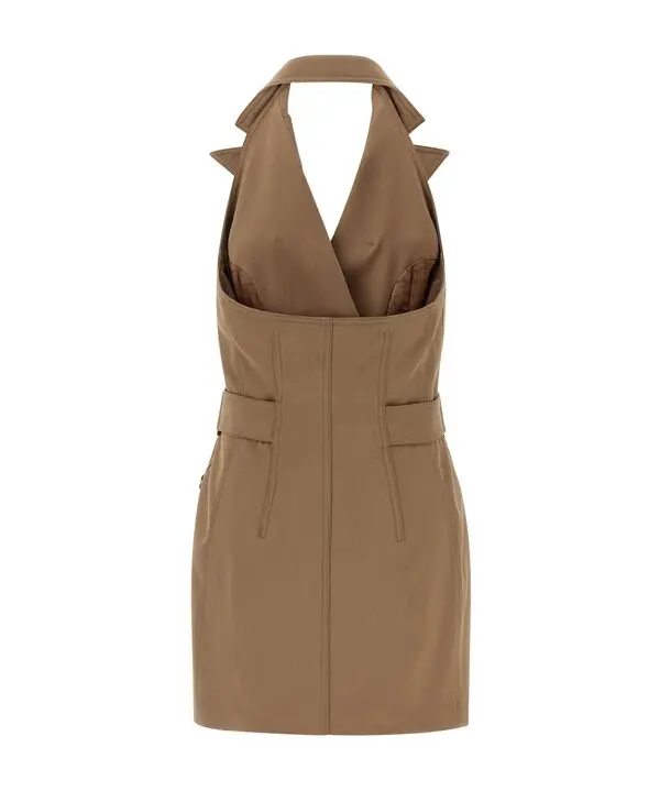 Elisabetta Franchi Double-breasted Halterneck Mini Dress - Beige