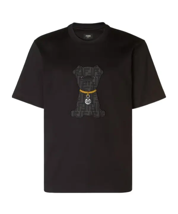 Fendi Logo Dog Crewneck T-shirt - Black