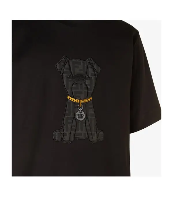 Fendi Logo Dog Crewneck T-shirt - Black