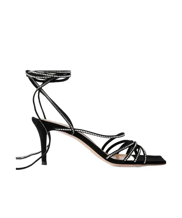 GIANVITO ROSSI Square Toe Embellished High Heel Sandals