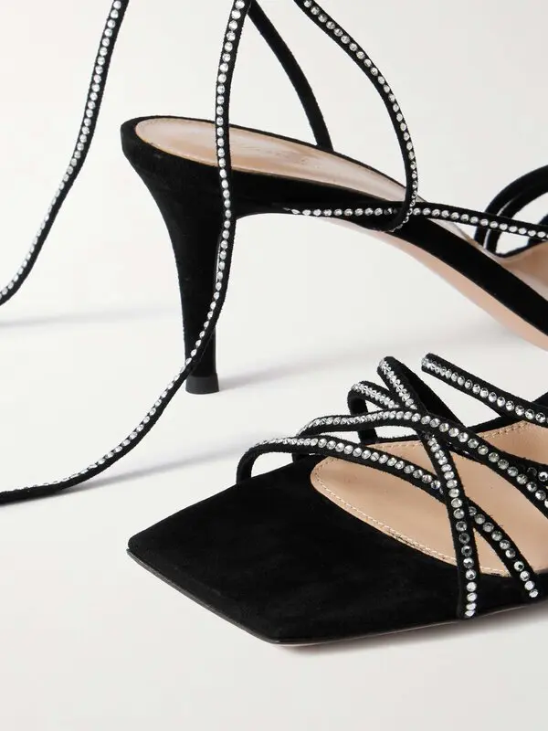 GIANVITO ROSSI Square Toe Embellished High Heel Sandals