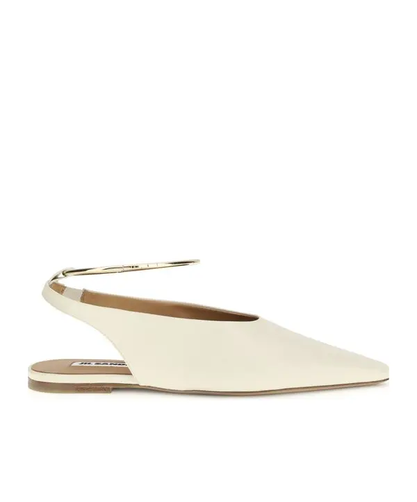 JIL SANDER Ring Embellished Ballerina Flats - Beige