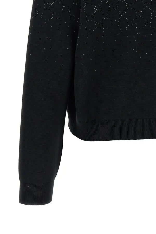 Gucci Gradient Gg Crystal Button-up Knit Cardigan - Black