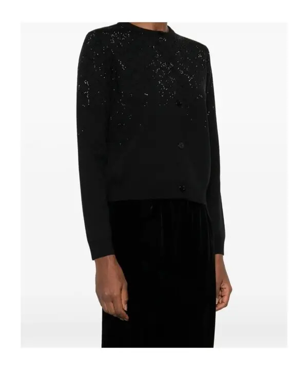 Gucci Gradient Gg Crystal Button-up Knit Cardigan - Black