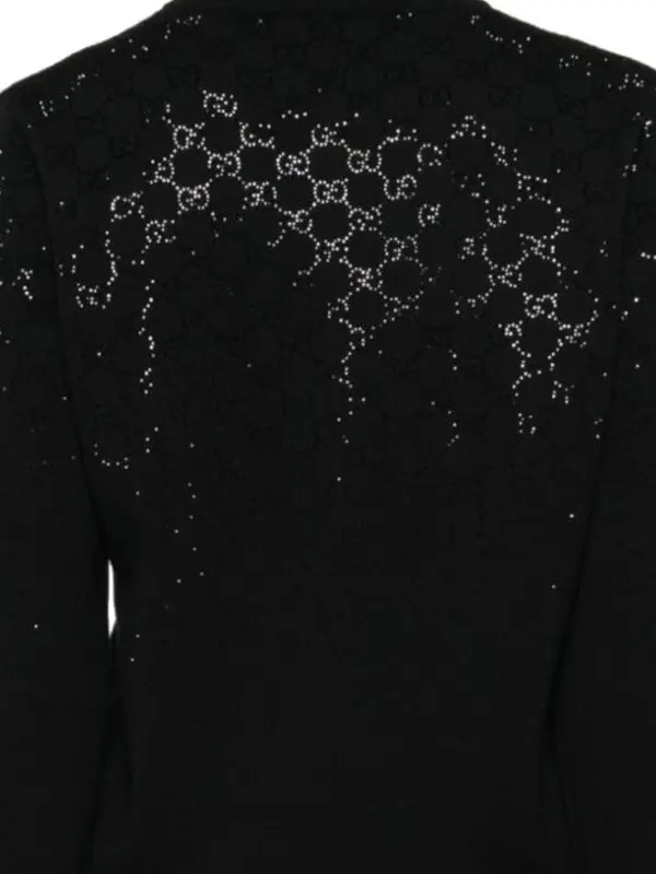 Gucci Gradient Gg Crystal Button-up Knit Cardigan - Black