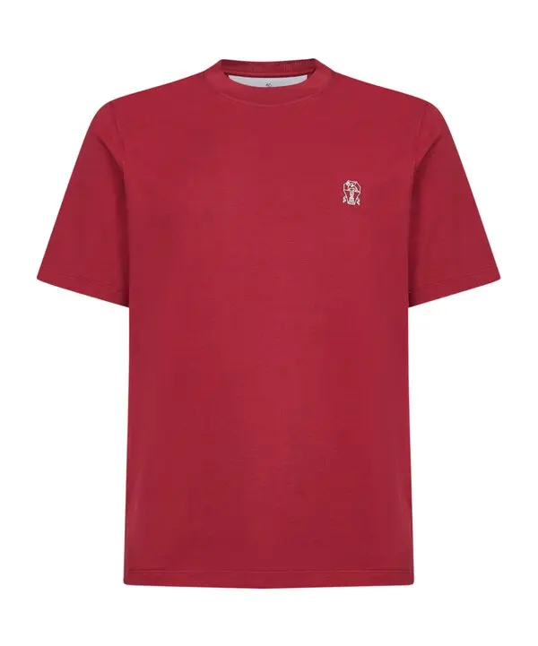 Brunello Cucinelli Logo Printed Crewneck T-shirt - Red