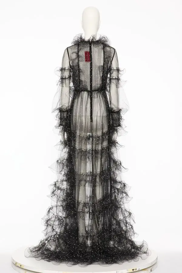 Valentino Garavani Ruffled Tulle Gown With Graphic Print