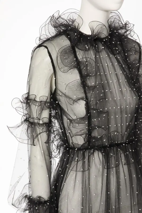 Valentino Garavani Ruffled Tulle Gown With Graphic Print