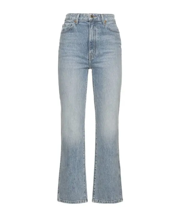 Khaite Abigail Cotton Straight Leg Jeans - Gray